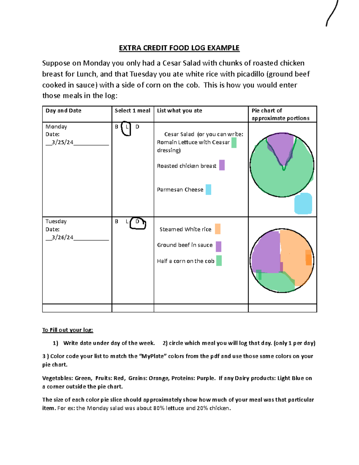 Ecfood LOG Example - Medical academy - EXTRA CREDIT FOOD LOG EXAMPLE ...