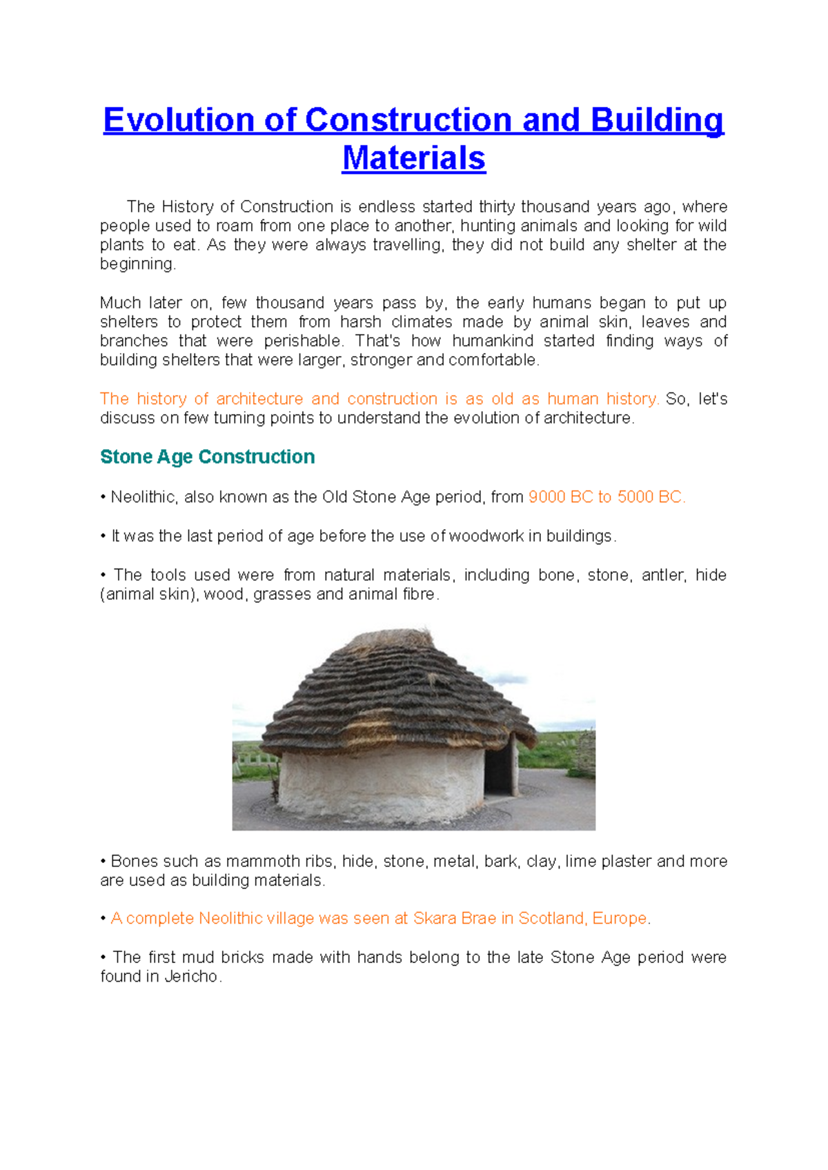 Evolution of Construction and Building Materials - Evolution of Construction and Building ...