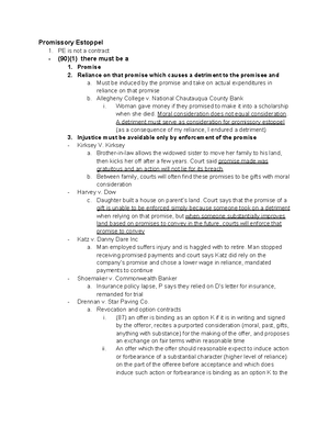 Contracts I Outline (Ferguson - Fall 2015 ) - Formation Mutual Assent ...