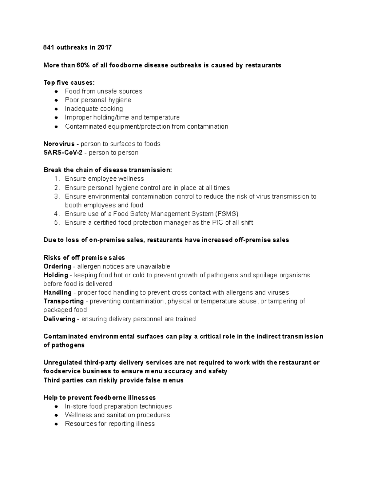 FSS - Staying on Target with Off-Premise Food Safety - 841 outbreaks in ...