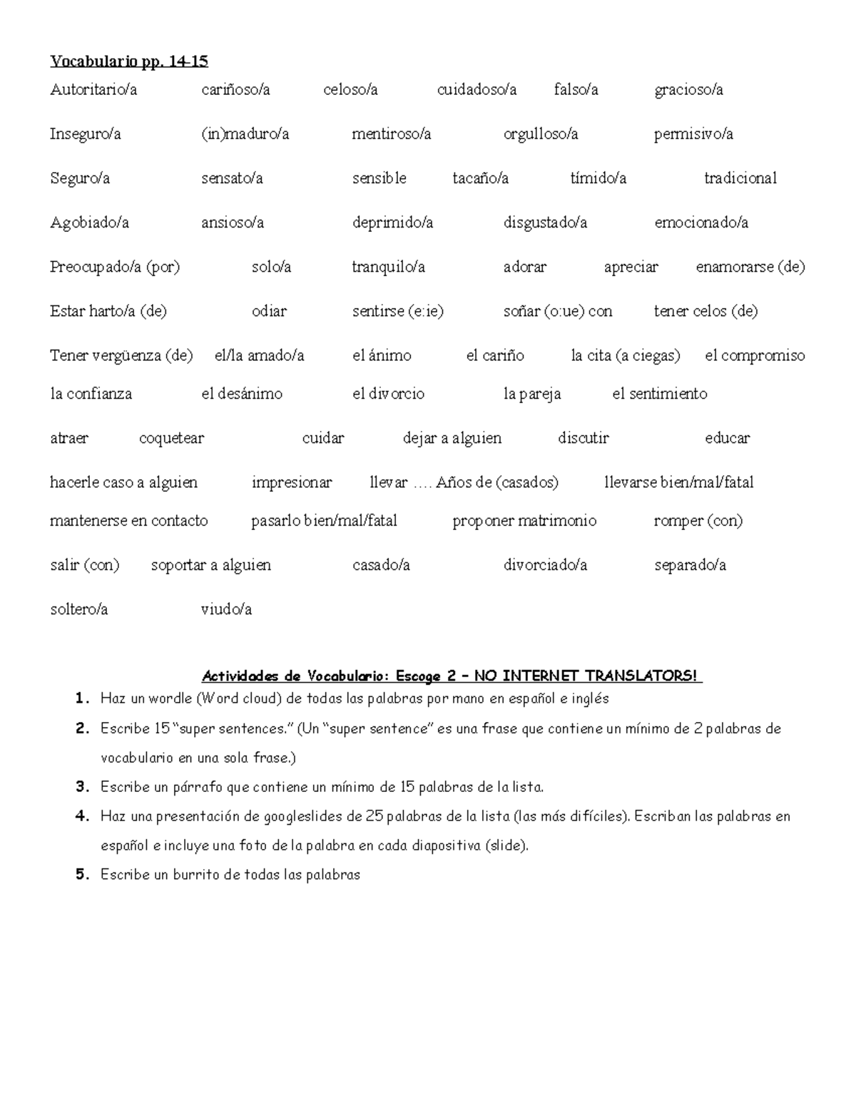 Lista de Vocabulario p - gdfhgfjgjkkhjlk; - Vocabulario pp. 14 ...