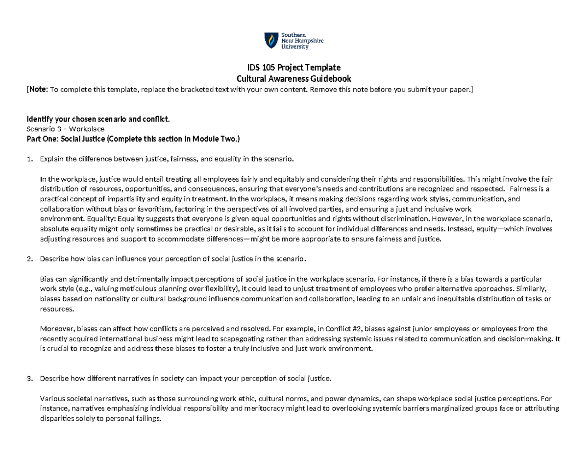 IDS 105 Project Template 6 - IDS 105 Project Template Cultural ...