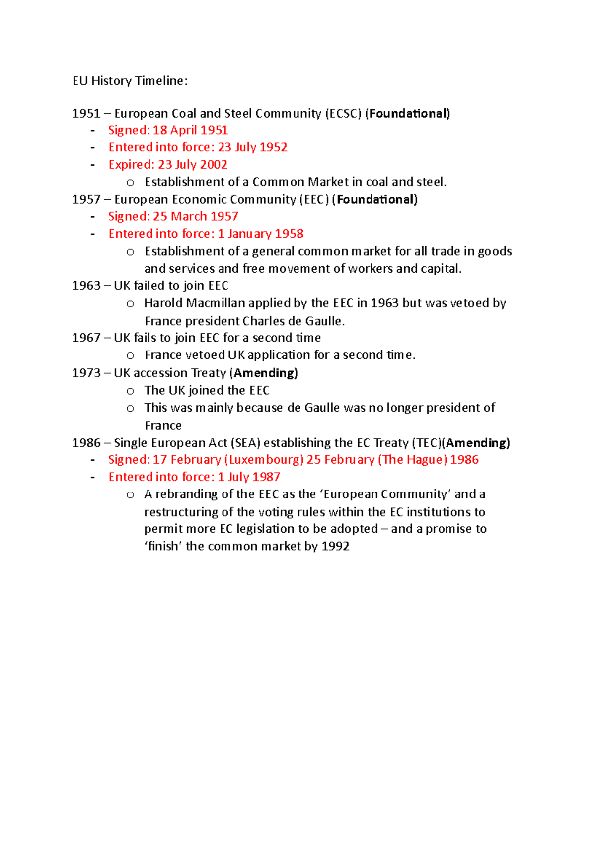 EU History Timeline - Law - EU History Timeline: 1951 – European Coal ...