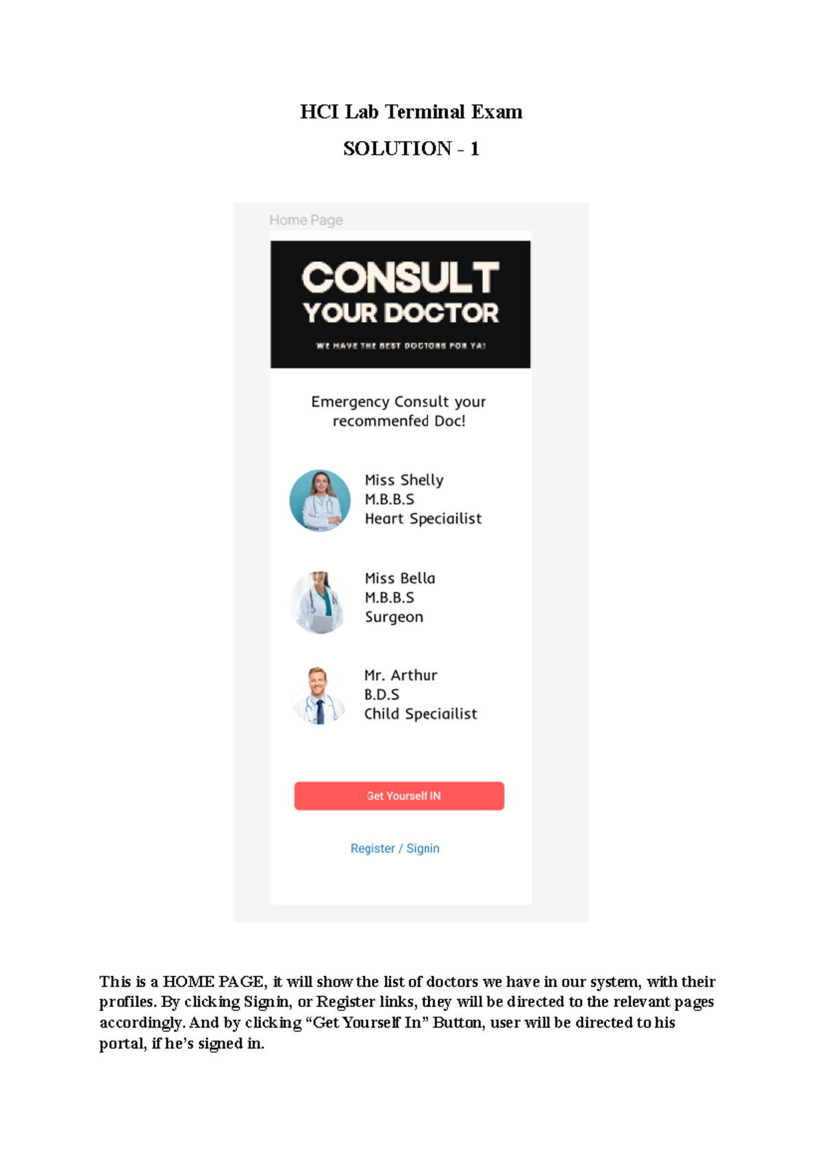 SP19-BCS-003 HCI Lab Terminal - HCI Lab Terminal Exam SOLUTION - 1 This is a HOME PAGE, it will ...