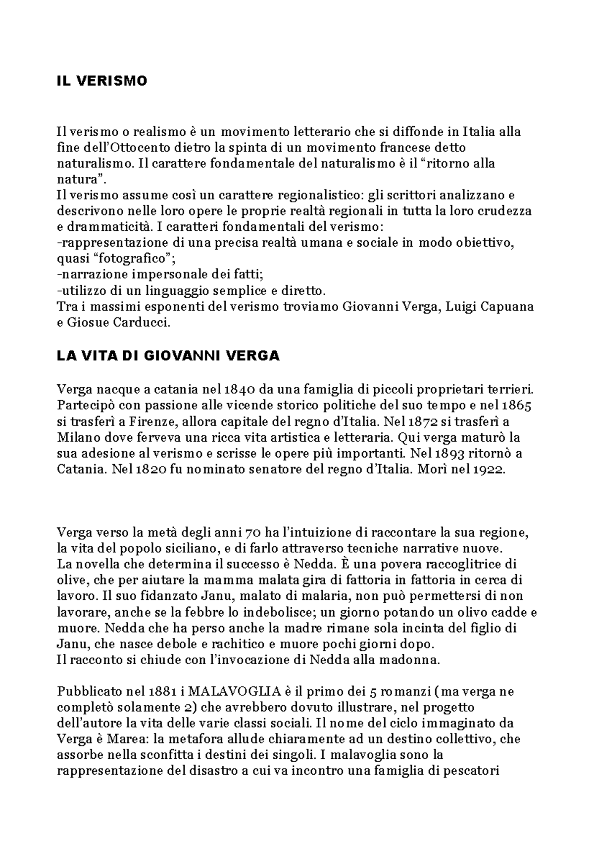 Verga italia in italia e in europa - IL VERISMO Il verismo o realismo è un movimento letterario ...