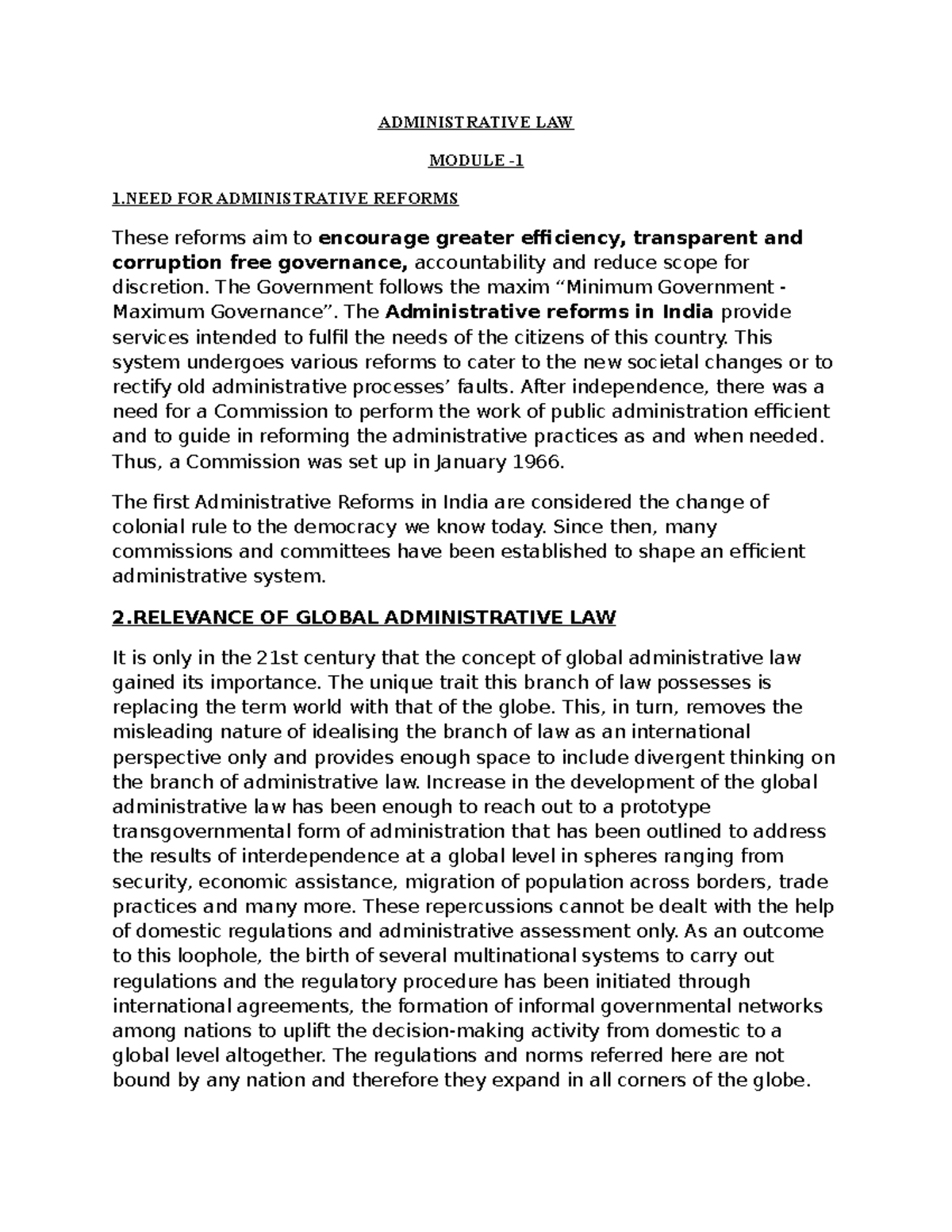 Administrative law - ADMINISTRATIVE LAW MODULE - 1 FOR ADMINISTRATIVE ...
