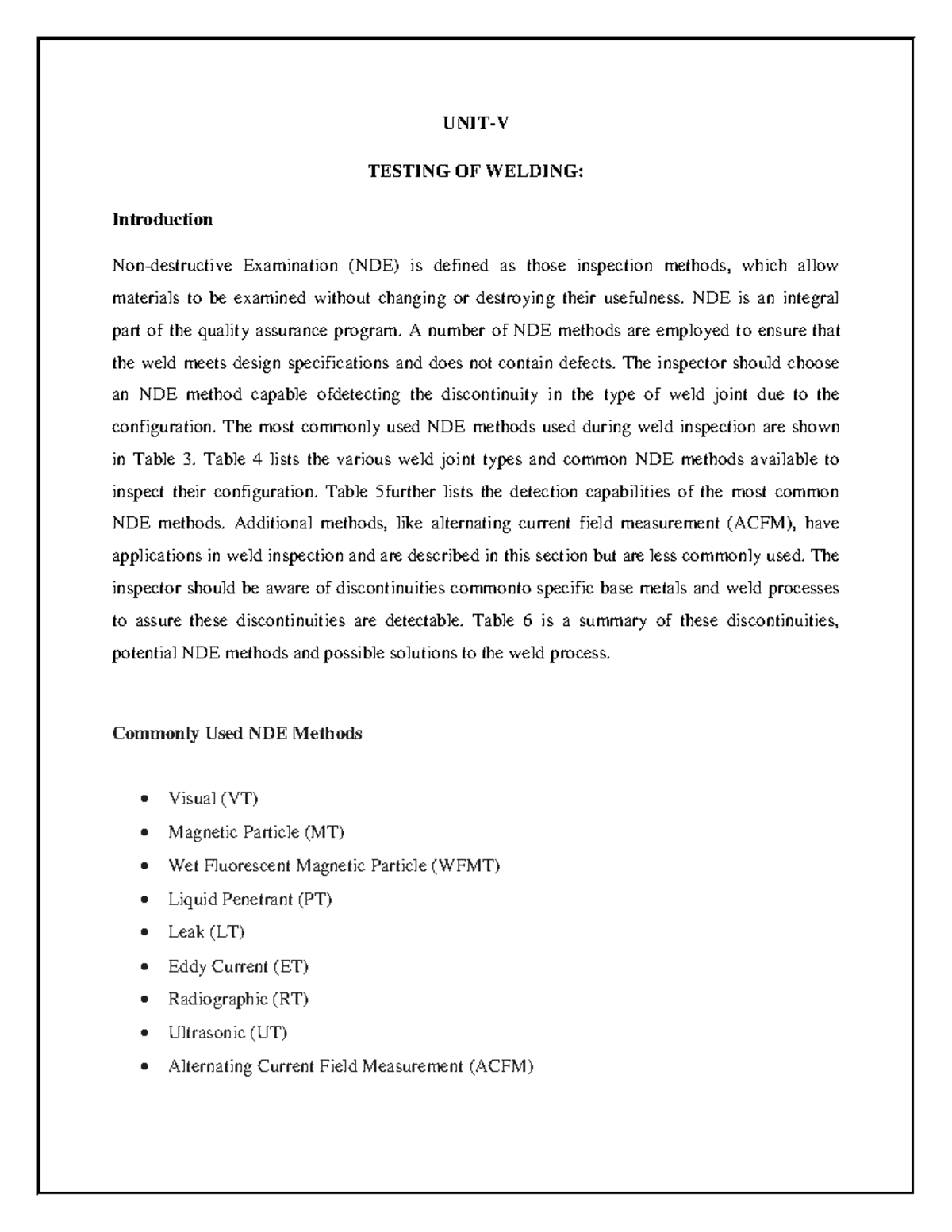 AWT(U5) - Advanced Welding Technology Lecture Notes - UNIT-V TESTING OF ...