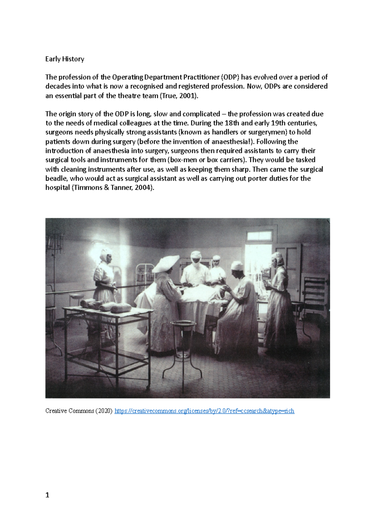 Historical Perspectives of the ODP role - Early History The profession ...