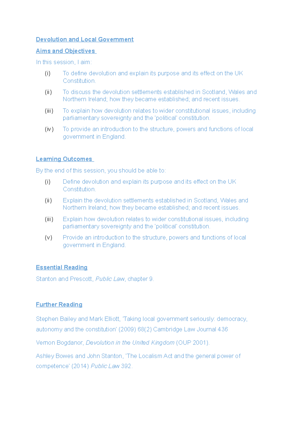 Devolution and Local Government - (ii) To discuss the devolution ...
