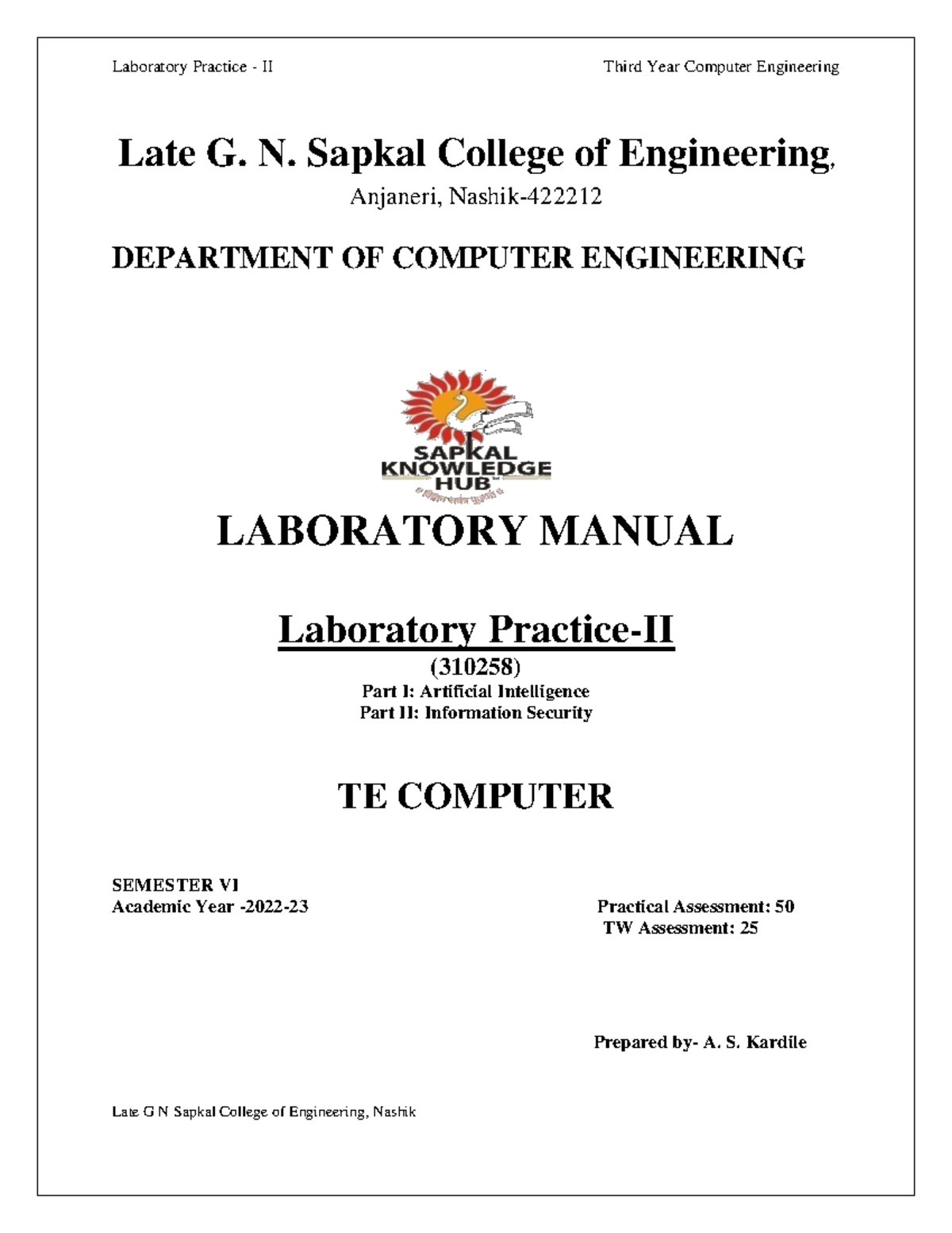 LP-II Manual 22-23 - LP-II - Late G. N. Sapkal College of Engineering ...