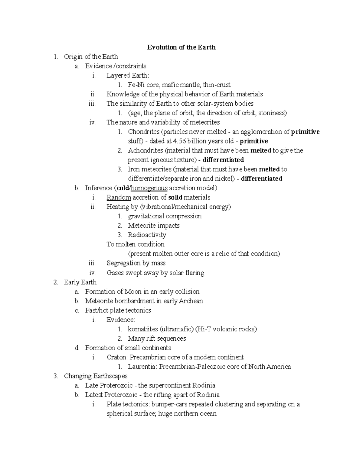 Geology - Evolution of the Earth - Evolution of the Earth Origin of the ...
