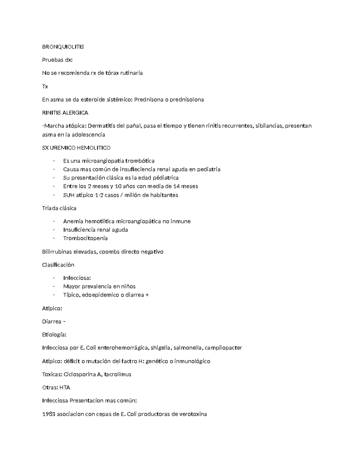 Bronquiolitis - BRONQUIOLITIS Pruebas dx: No se recomienda rx de tórax ...