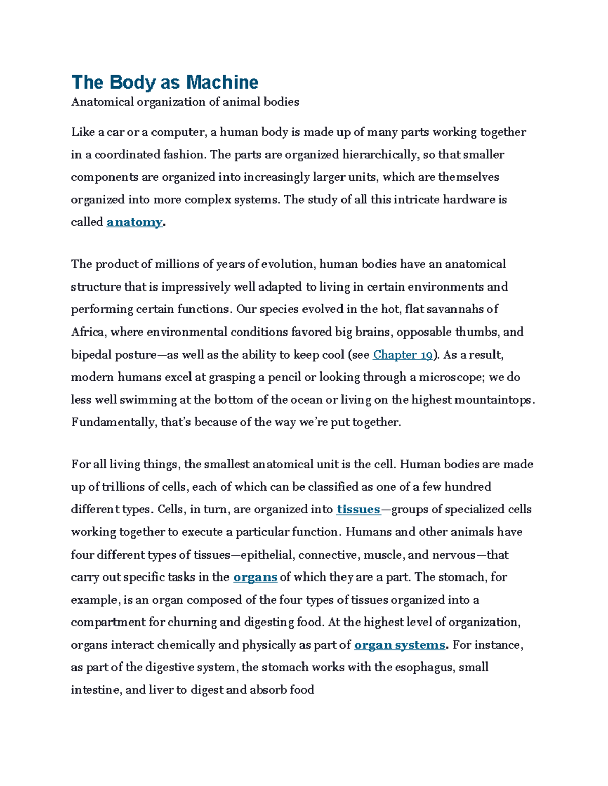 Bio ch. 26.1- The Body as Machine - The Body as Machine Anatomical ...