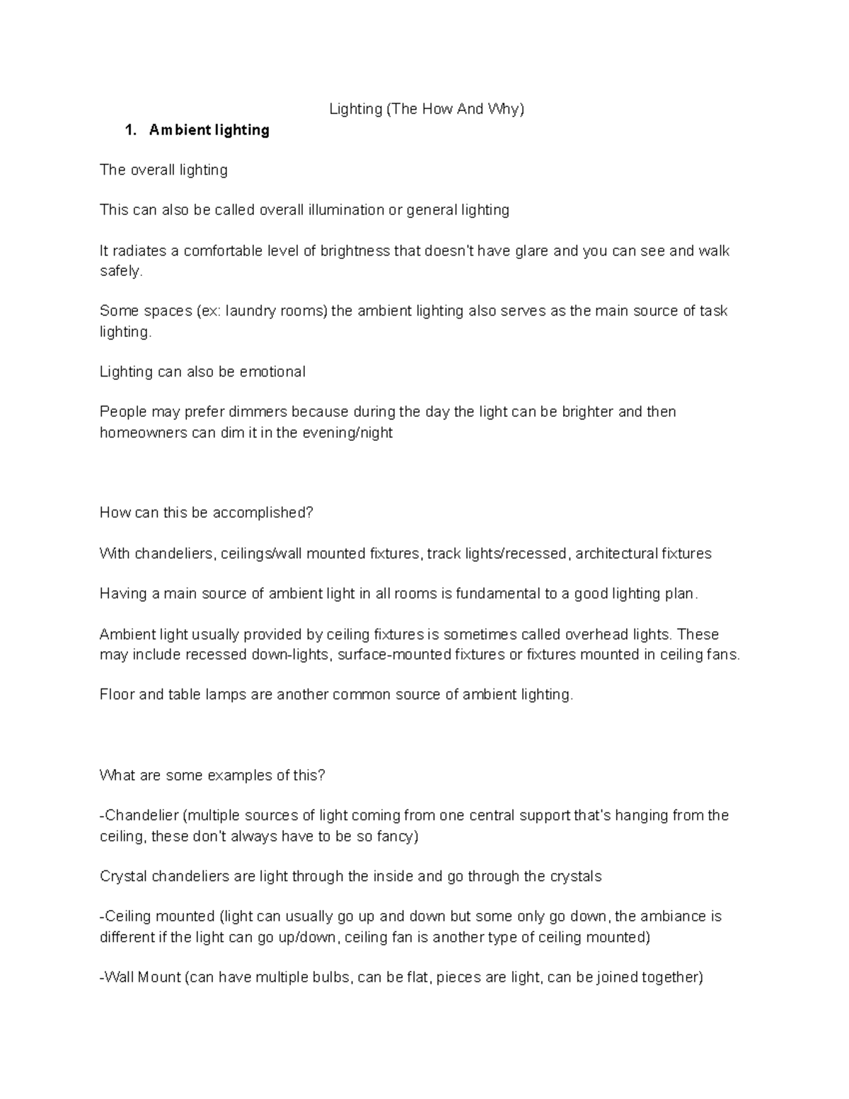 Interior design lighting - Lighting (The How And Why) Ambient lighting ...