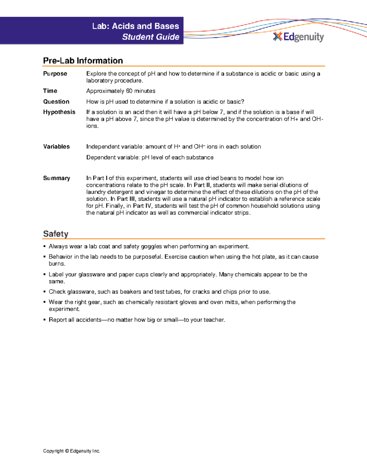 Lab-acids and bases-student guide - Lab: Acids and Bases Student Guide Pre-Lab Information ...
