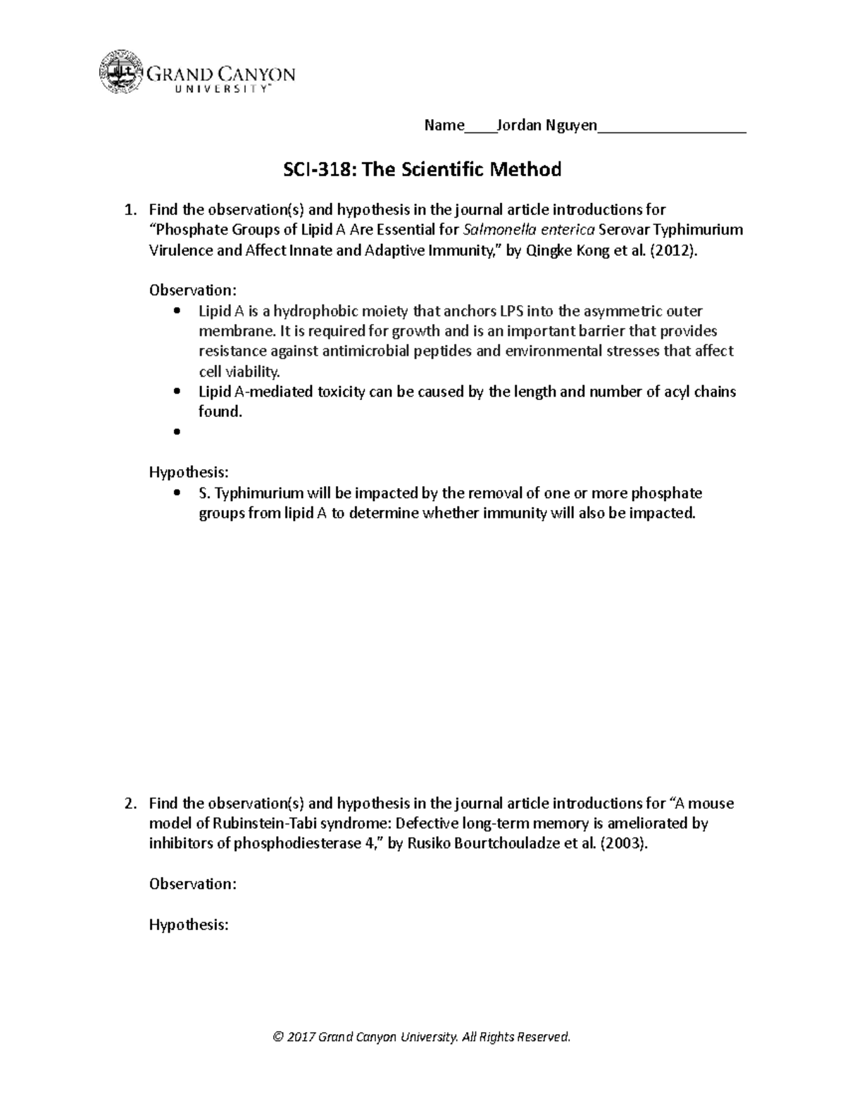 SCI 318 RS Scientific Method Worksheet - Name____Jordan Nguyen ...