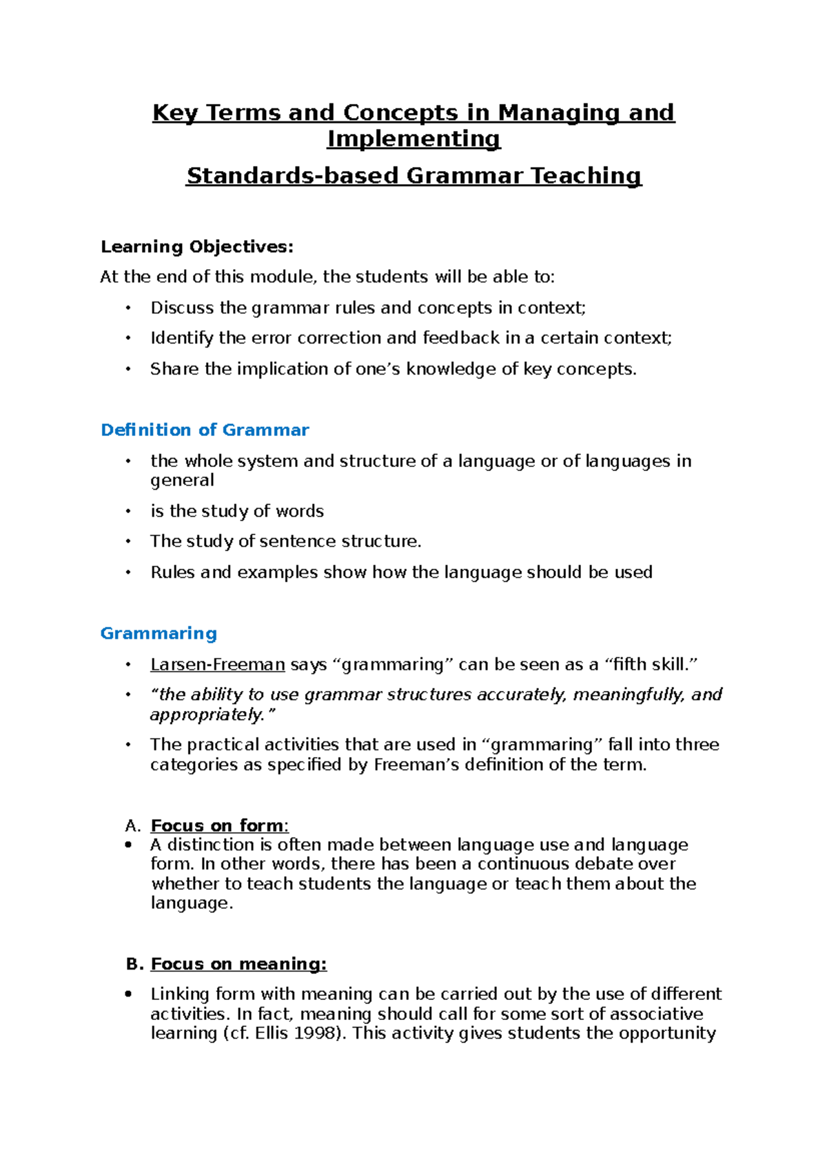 Teaching and Assessment of Grammar StuDocu teaching-and-assessment-of-grammar-studocu