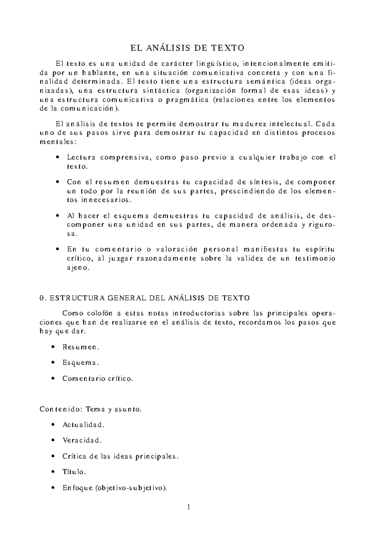 Análisis textual - E L ANÁLI S I S DE T E XT O E l t e x t o e s u n a ...