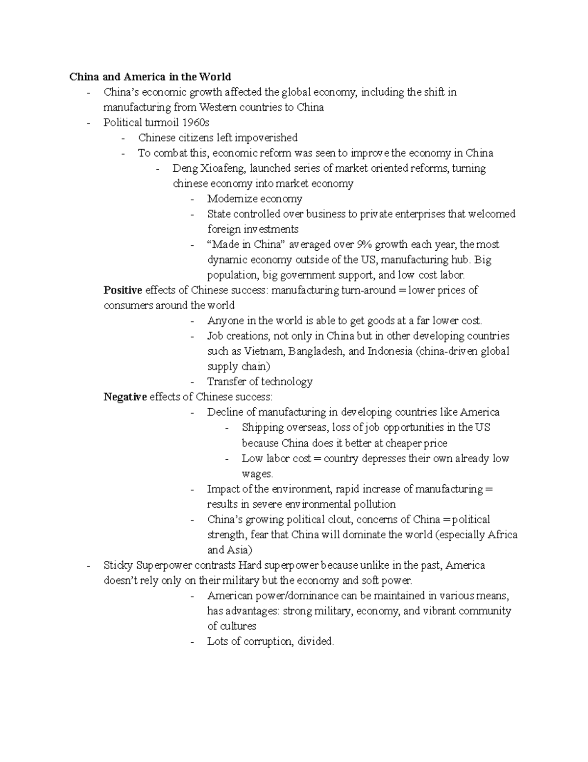 China and America in the World - Big population, big government support ...