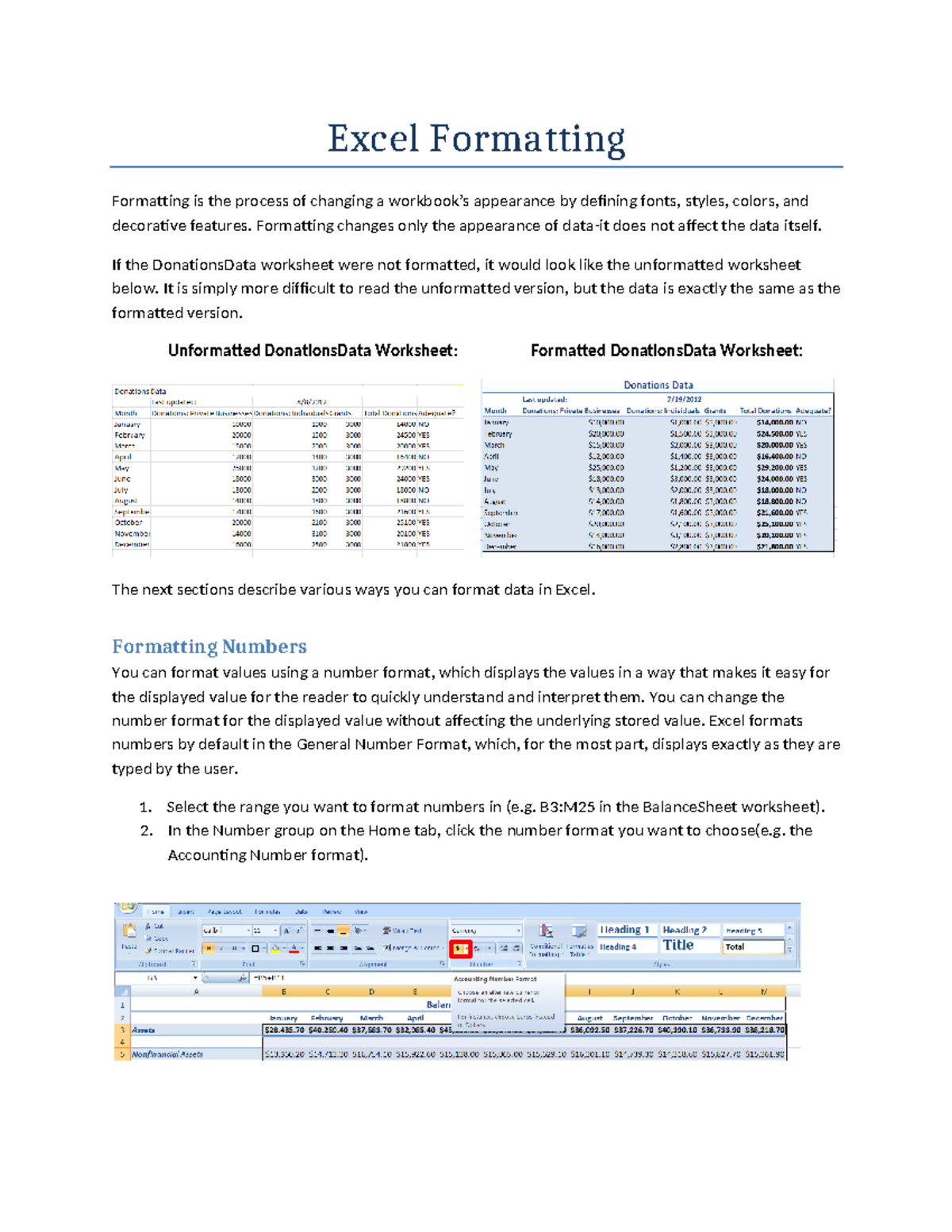 Excel Formatting Final - Excel Formatting Formatting is the process of ...