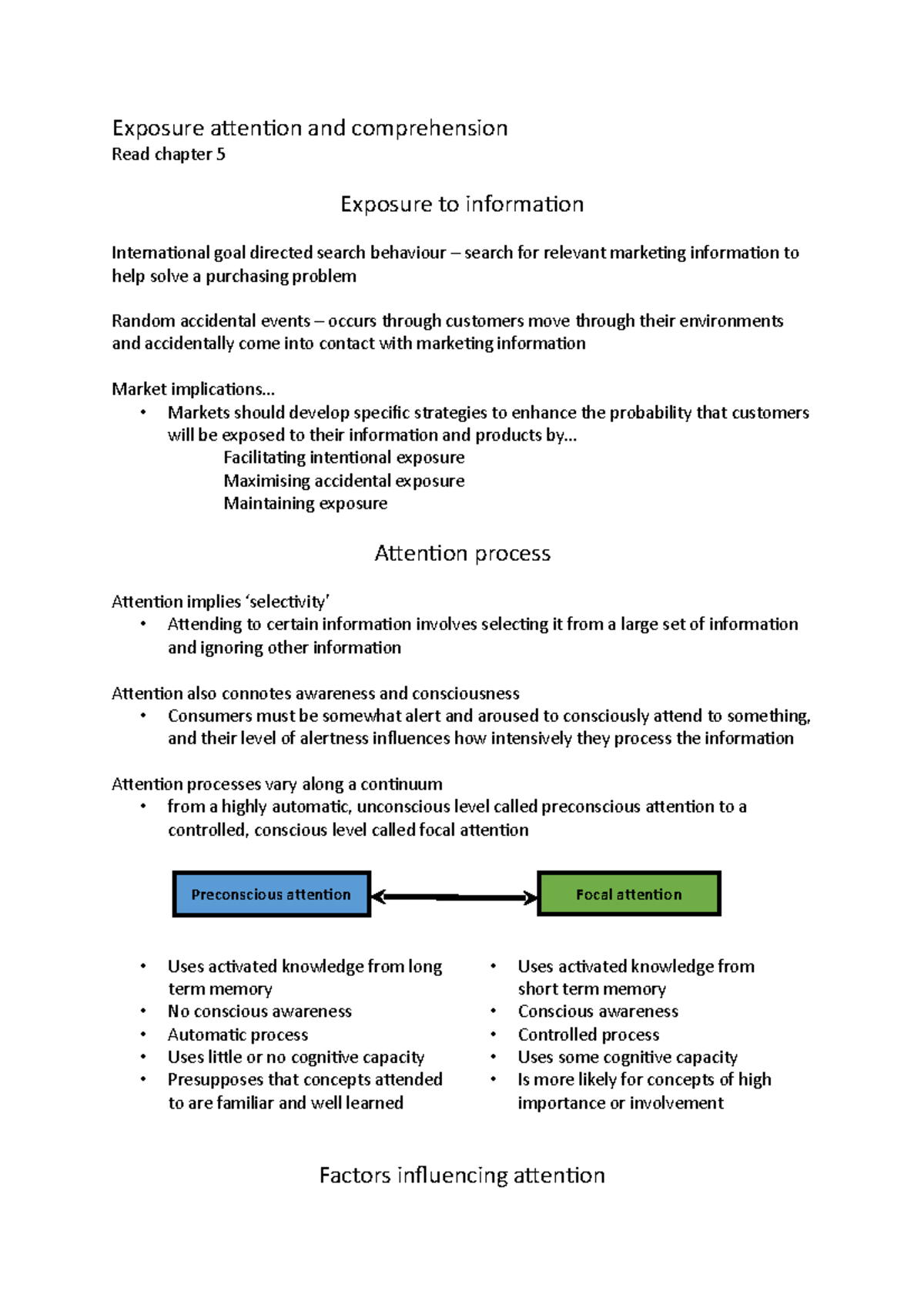 Exposure attention and comprehension Lecture Notes - Exposure attention ...