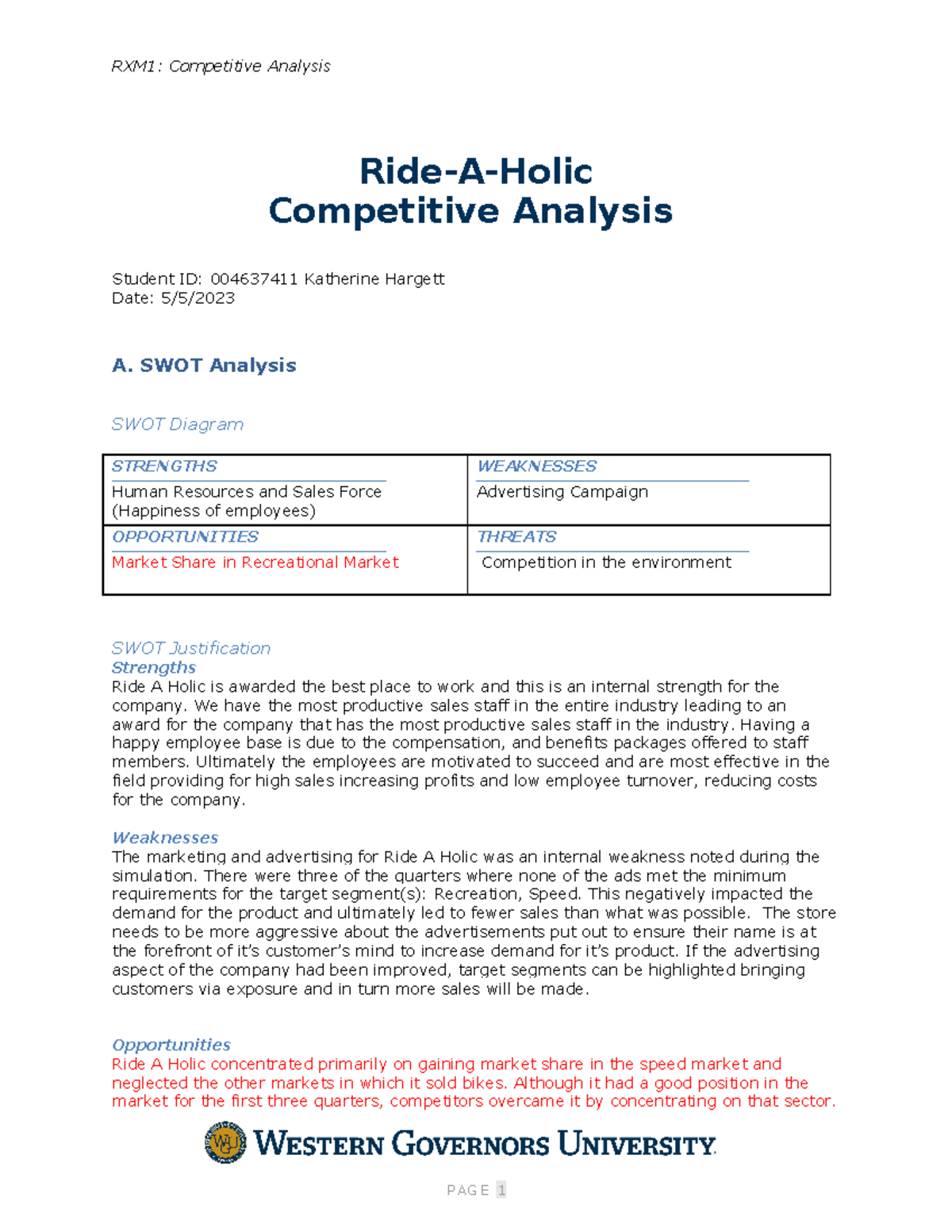 Khargettd 361task2 - task 2 - RXM1: Competitive Analysis Ride-A-Holic ...