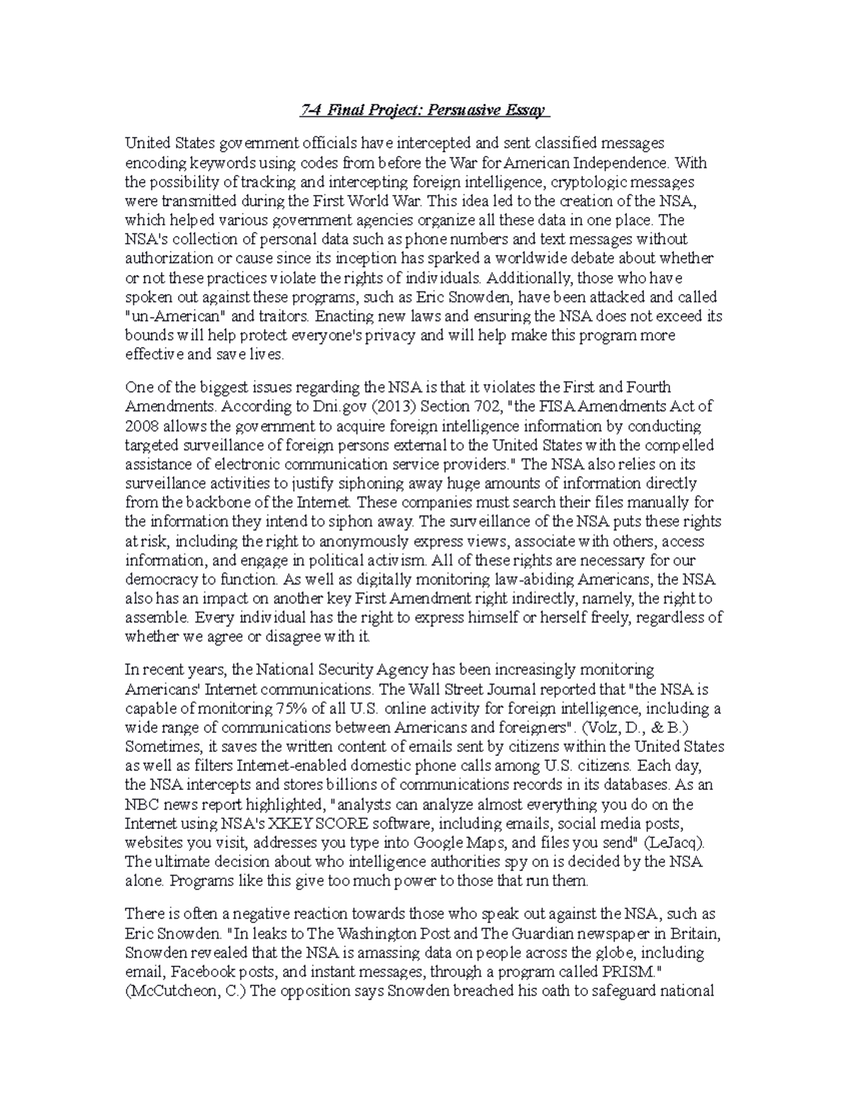 7-4 Final Project Persuasive Essay - 7-4 Final Project: Persuasive ...