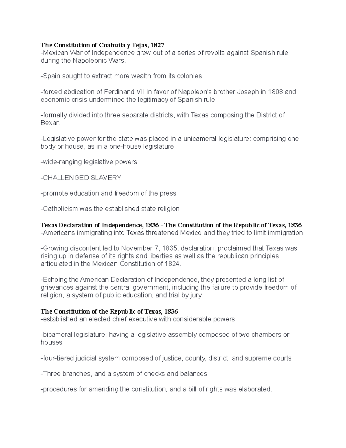 Texas constitutions - Lecture notes 1 - The Constitution of Coahuila y ...