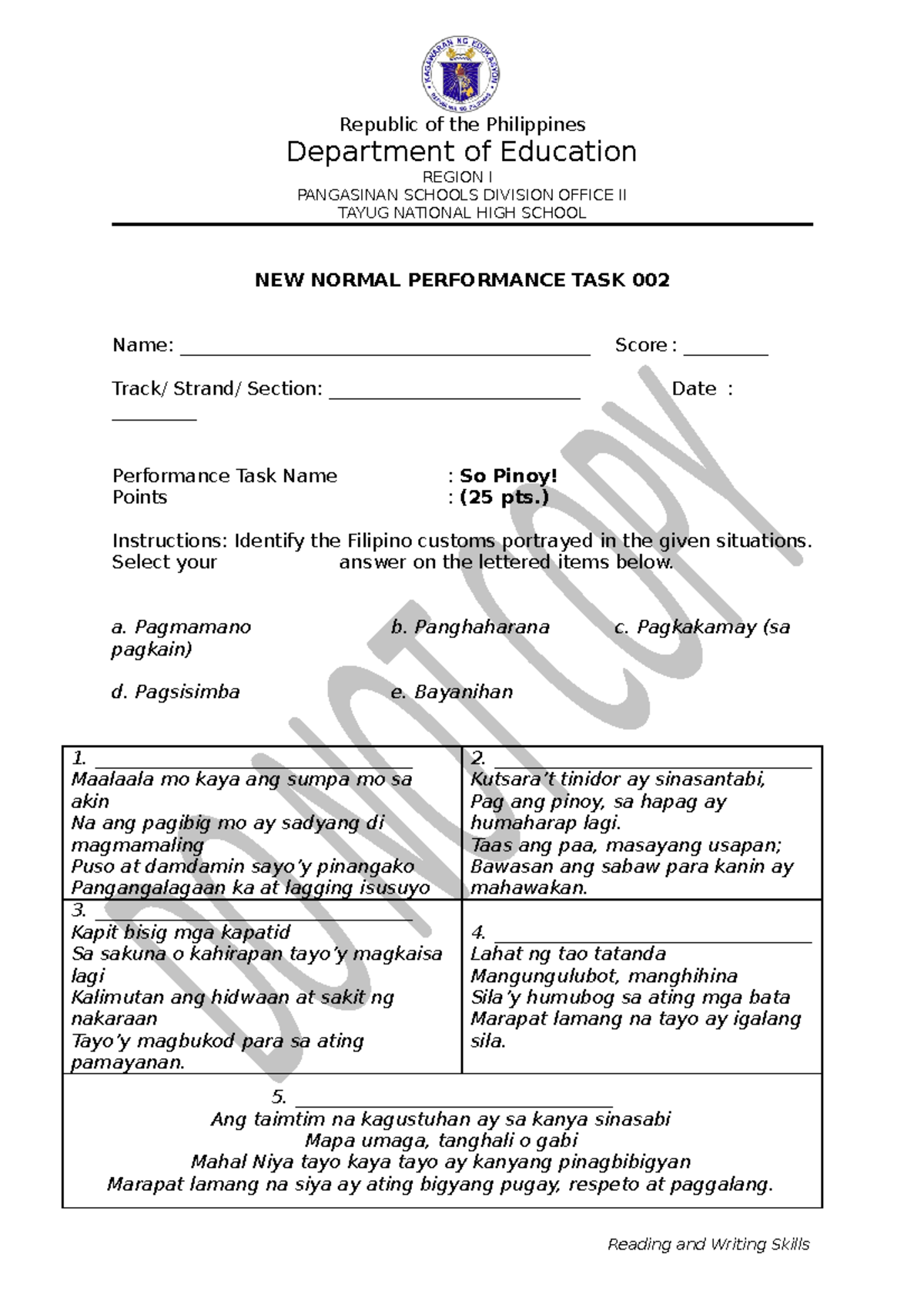 Q4 New Normal Performance Task 002Q4 New Normal Performance Task 001Q4 ...