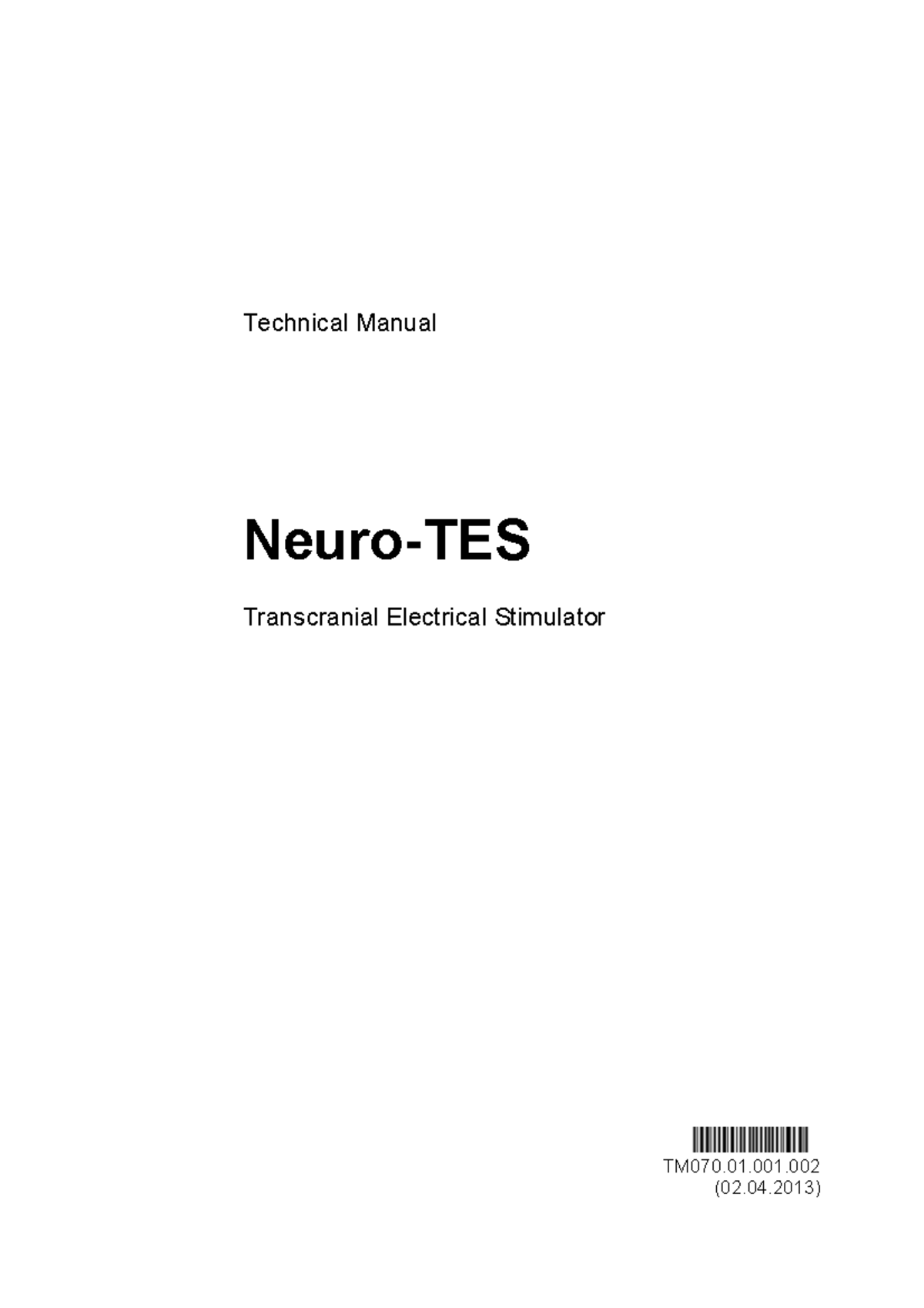 Manual Neuro-TES - Technical Manual Neuro-TES Transcranial Electrical ...
