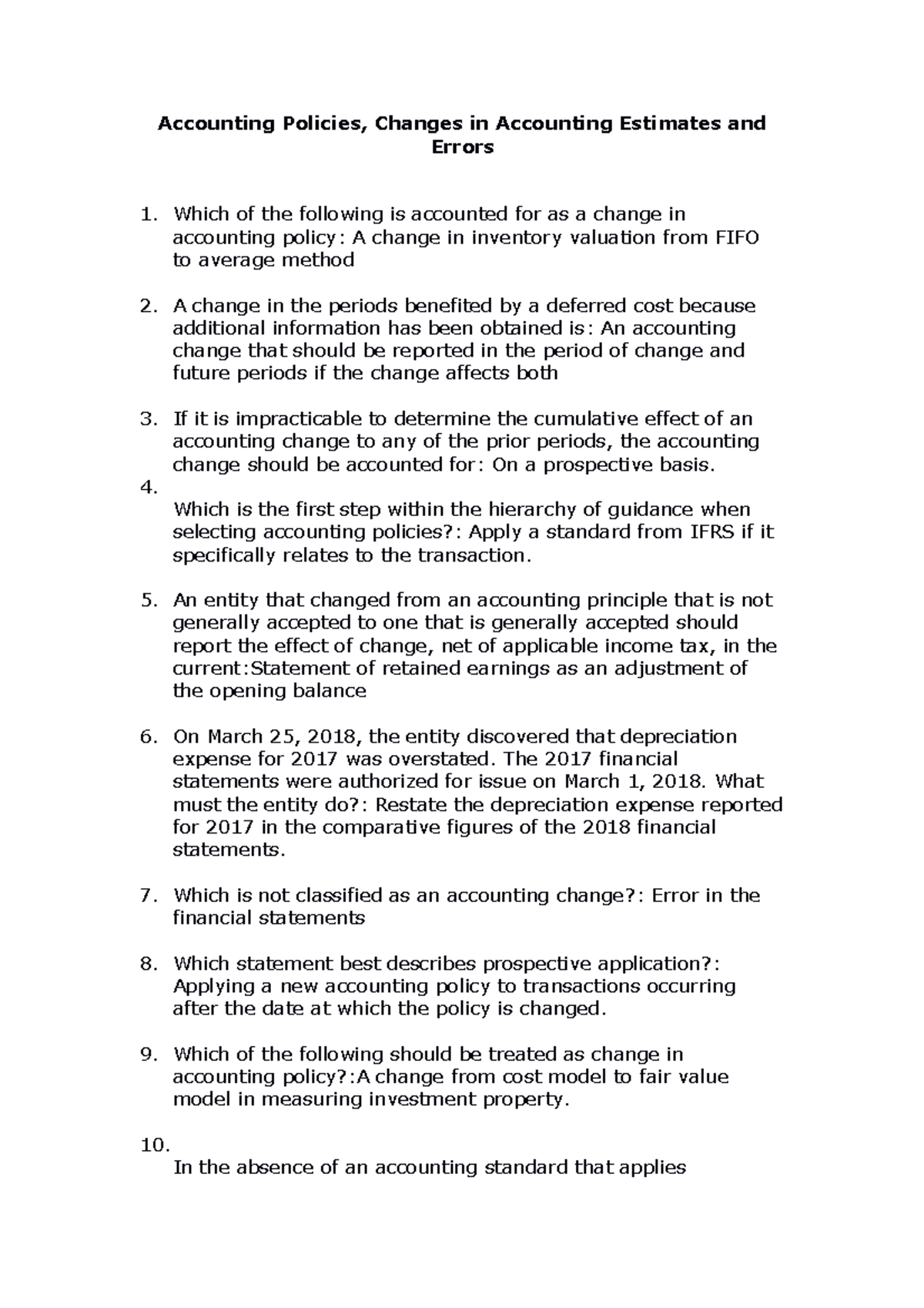 Accounting Policies - AAAAAA - Accounting Policies, Changes in ...