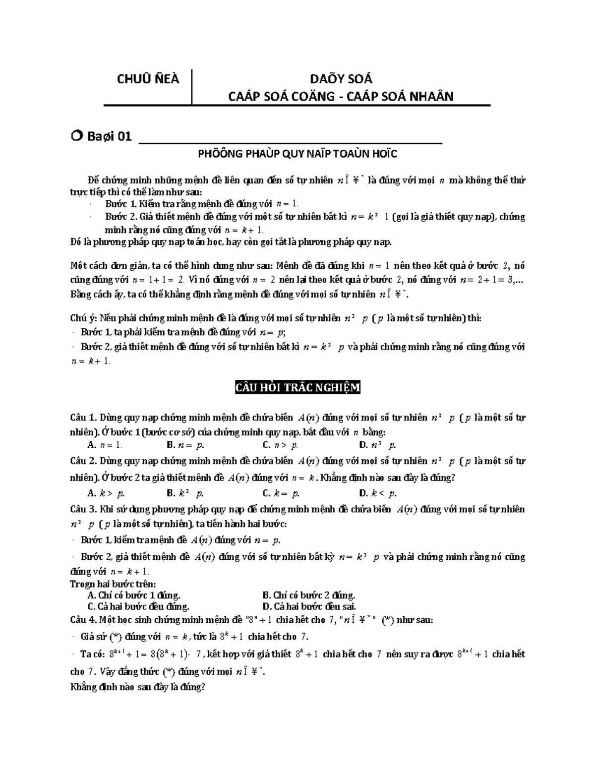 đại số 11- ôn tập - Studocu - CHU¤ —E¿ DA’Y SO¡ CA¡P SO¡ COƒNG - CA¡P SO¡ NHA¬N Ba ̄i 01 PH÷‘NG ...