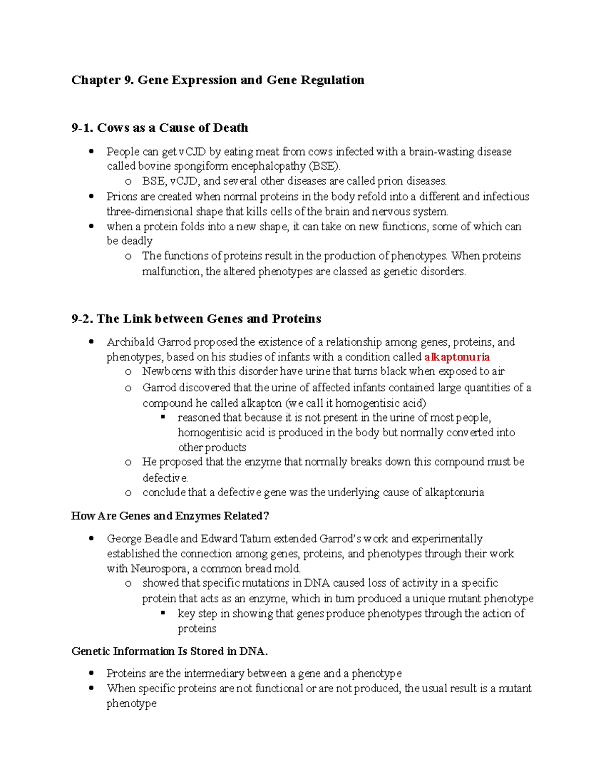 Chapter 9 Gene Expression and Gene Regulation - Chapter 9. Gene Expression and Gene Regulation 9 ...