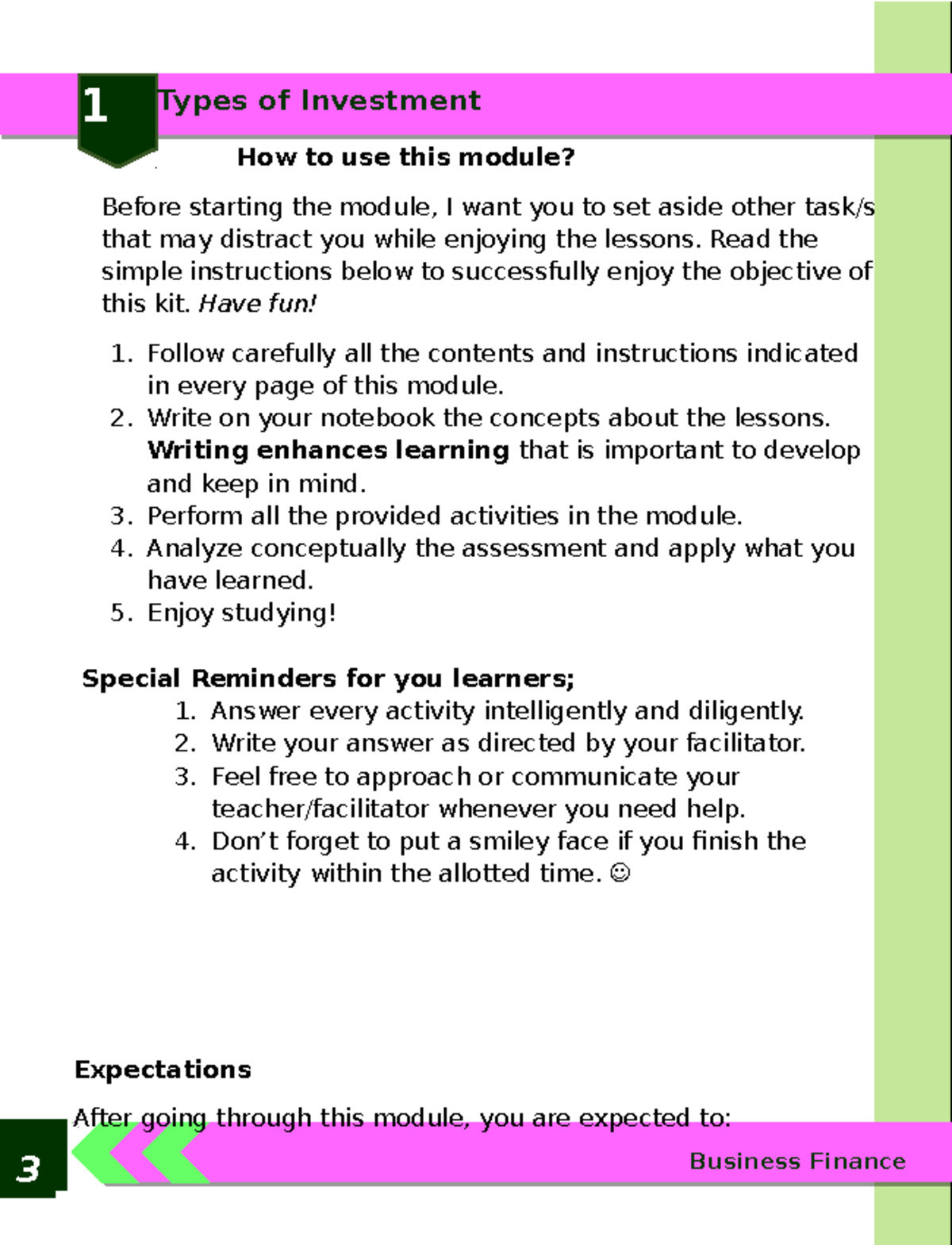 Business Finance Quarter 4 Module 1 - How to use this module? Before ...