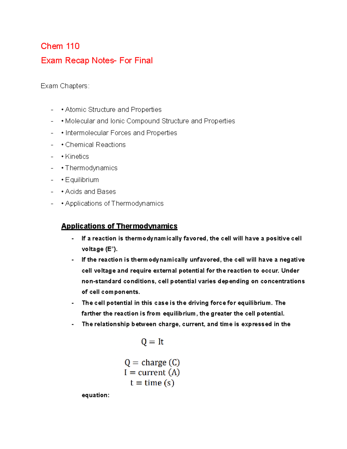 1.56 Chemistry 110 Summary Notes - Google Docs - Chem 110 Exam Recap ...