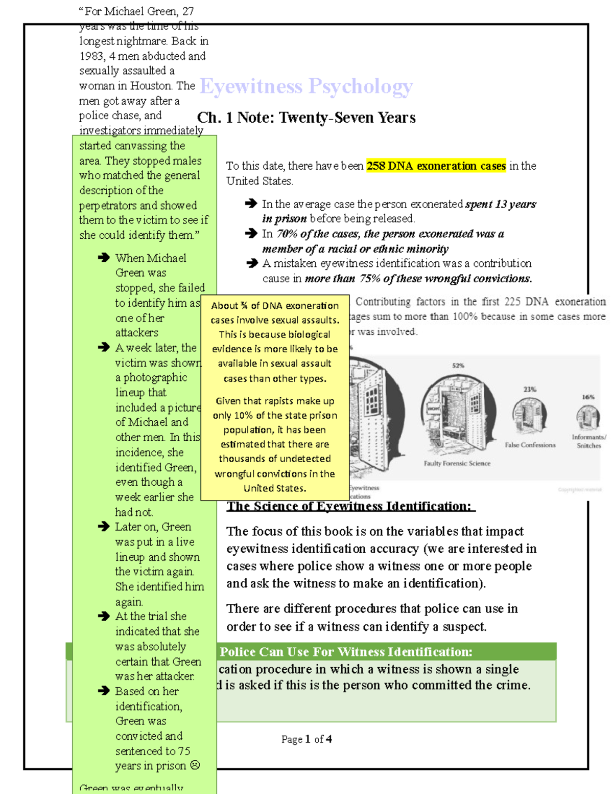 Eyewitness Psychology Ch 1 Note - Eyewitness Psychology Ch. 1 Note ...