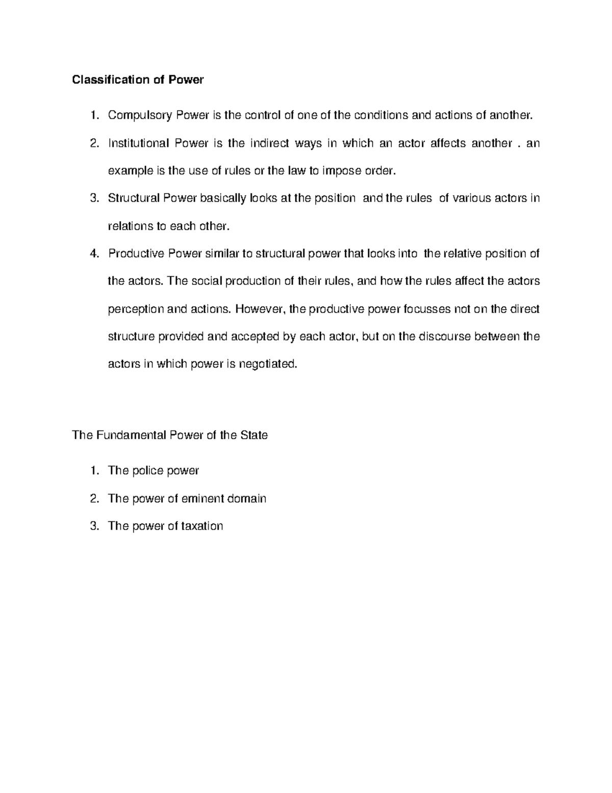 Classification of Power 084012 - Classification of Power Compulsory ...