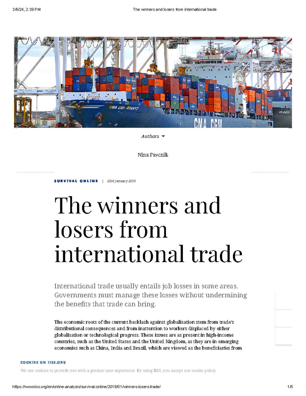 The winners and losers from international trade - The economic roots of ...