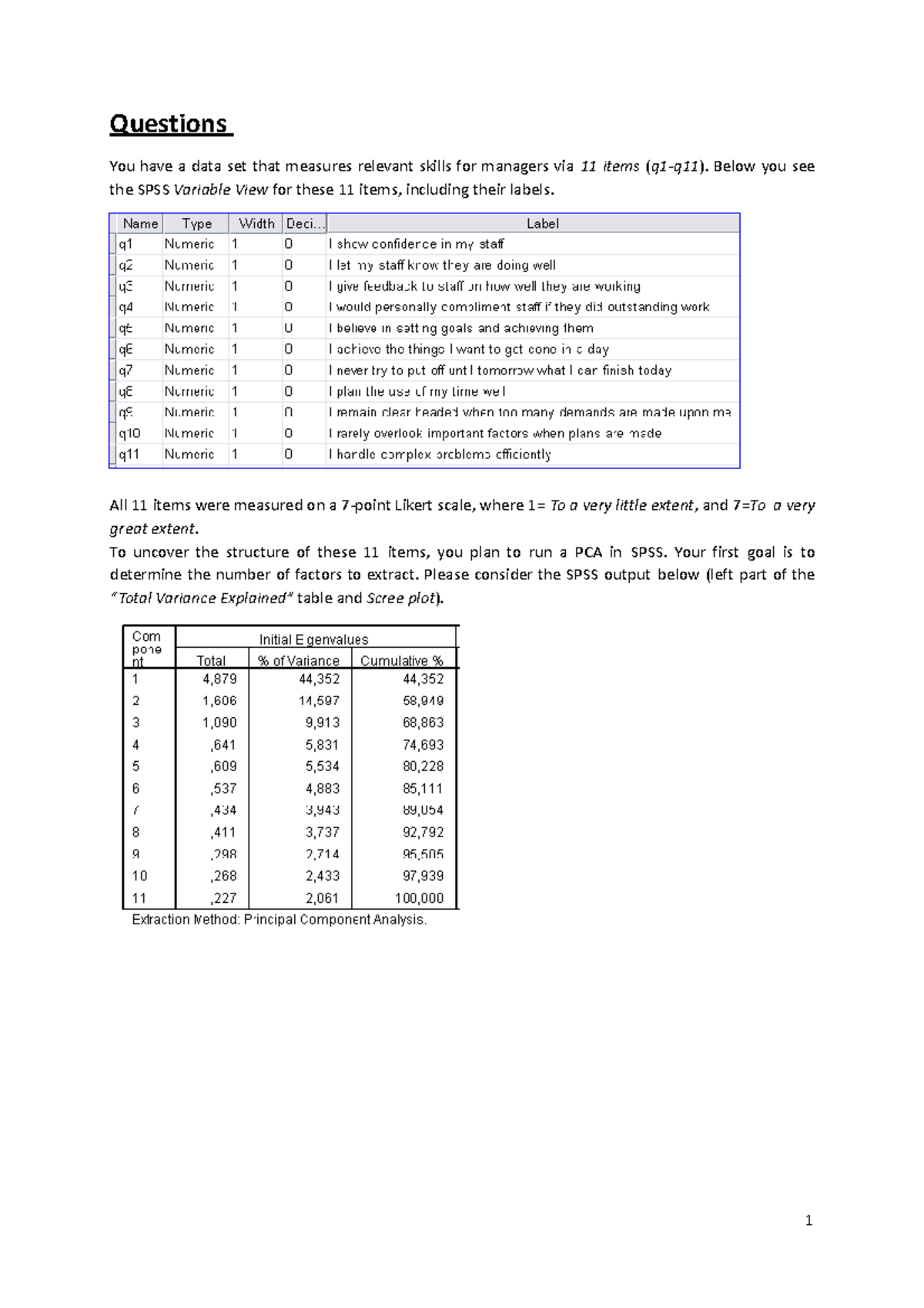 Exercise PCA - Practice material for midterm - Questions You have a ...
