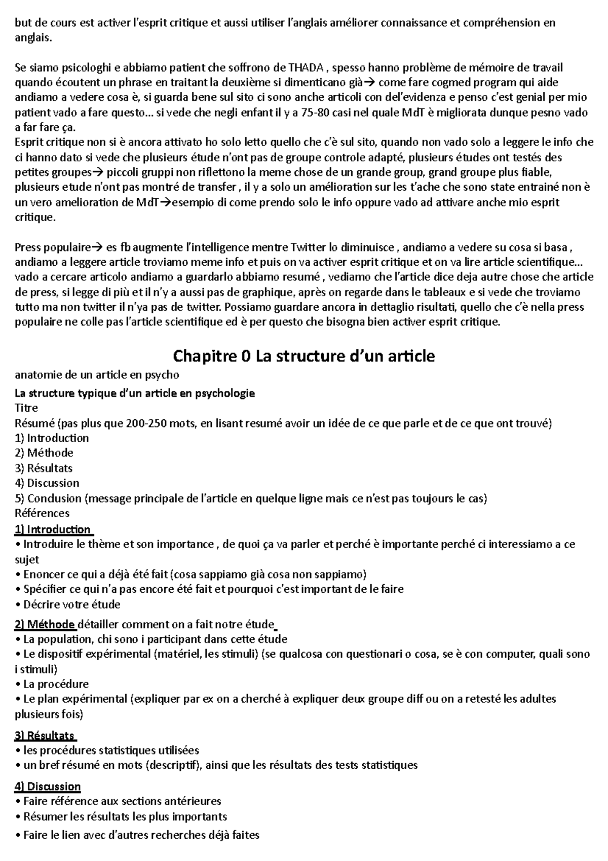 Chapitre 0 structure article - but de cours est activer l’esprit critique et aussi utiliser ...