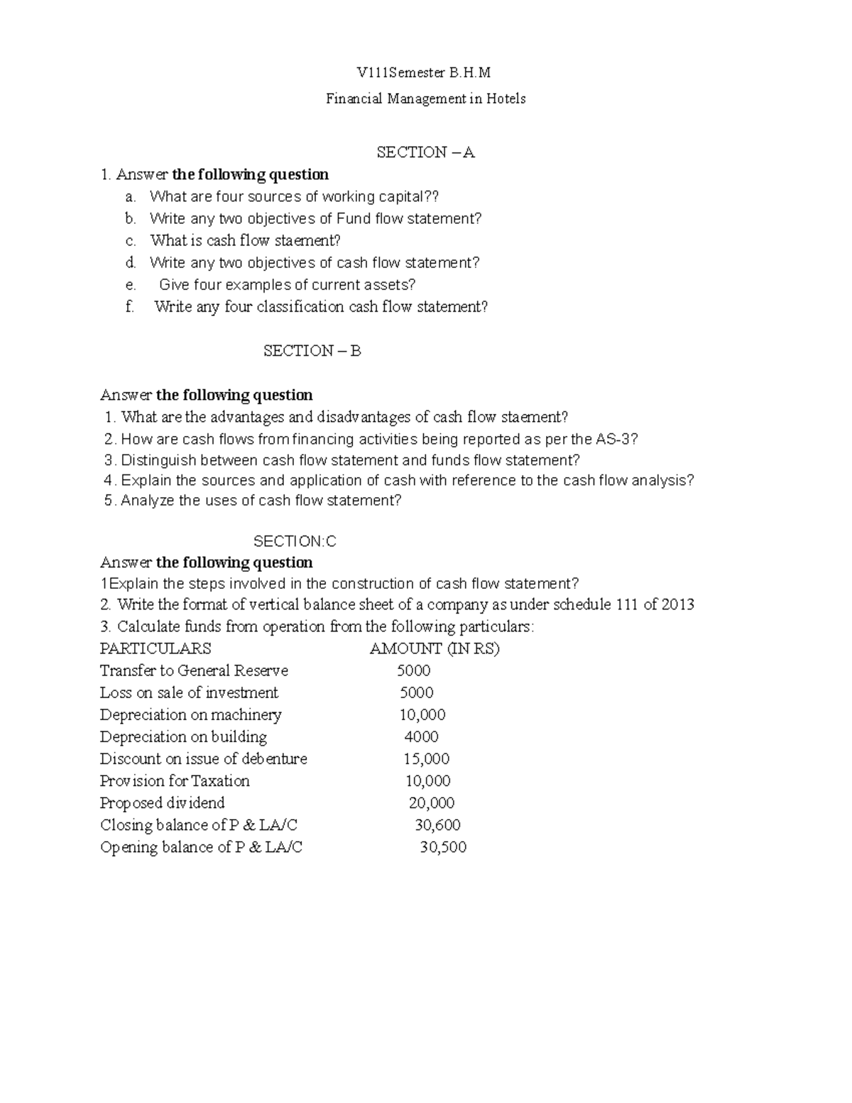 8 Semsterbhm SCHM module 6 - V111Semester B.H Financial Management in ...