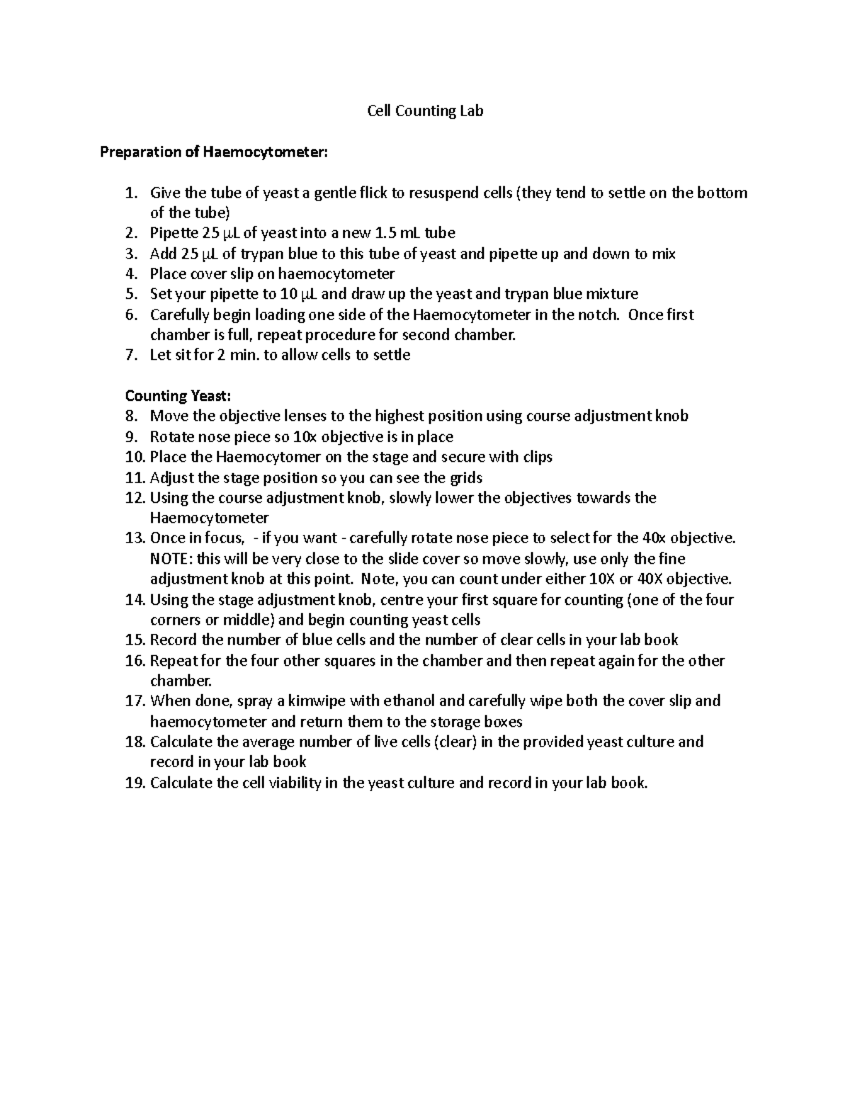 Cell+Counting+Lab - notes - Cell Counting Lab Preparation of ...