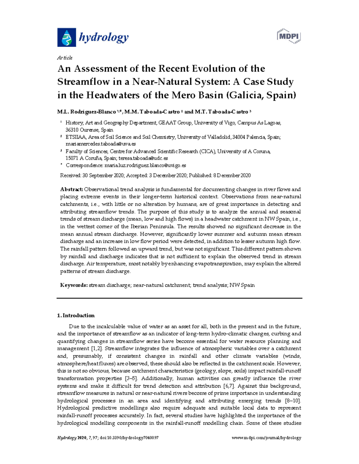 Hydrology-07-00097 - Hydrology 2020 , 7 , 97; doi:10/hydrology7040097 ...
