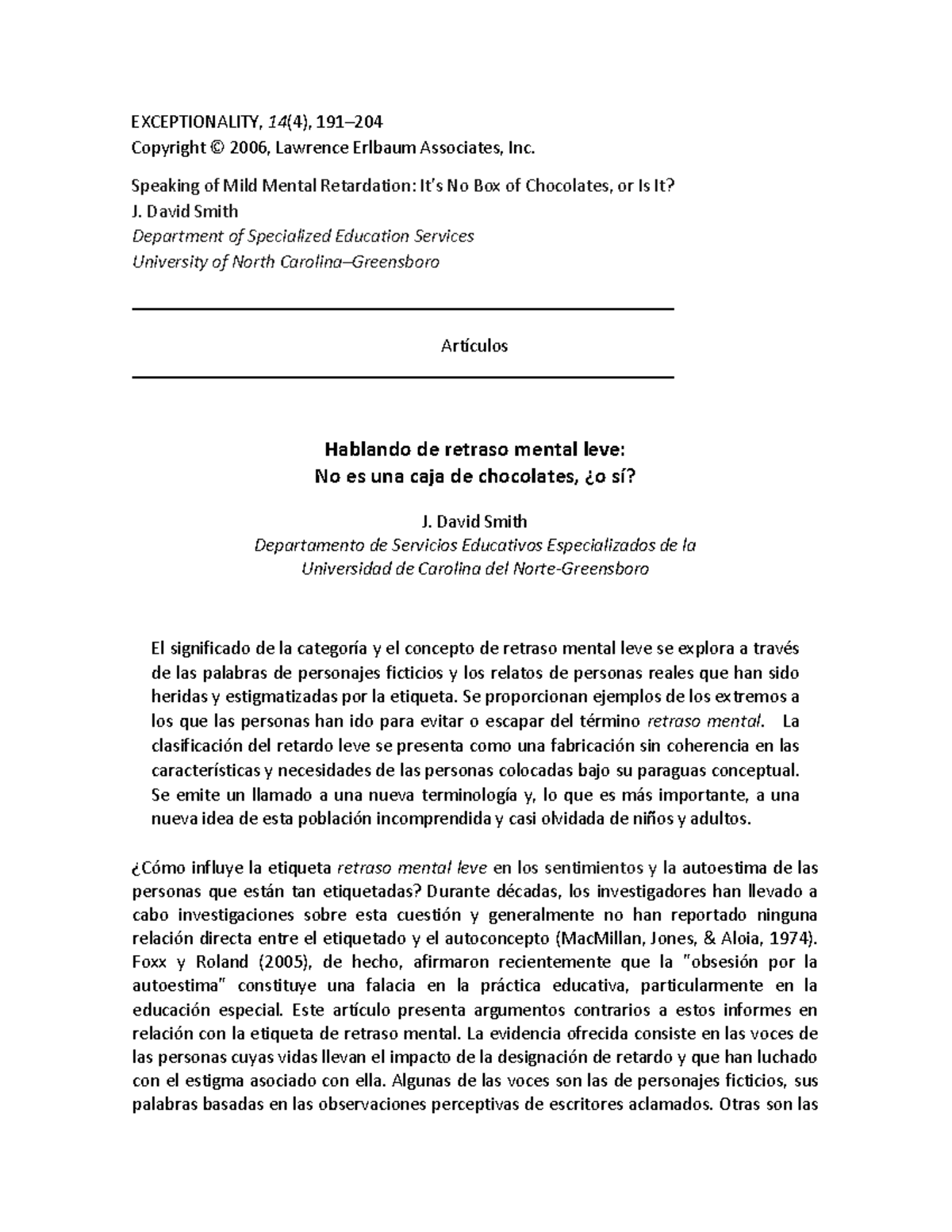 Smith RML tres casos y conclusiones (selección) - EXCEPTIONALITY, 14 (4 ...