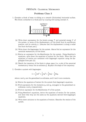 Problems Class 2 Solutions - PHYS470: Classical Mechanics Problems ...