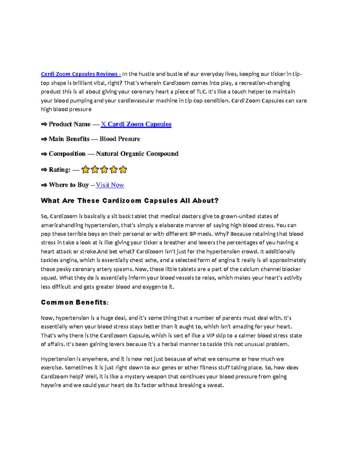 Cardi Zoom Capsules - Best For Blood Presure Control - Cardi Zoom ...