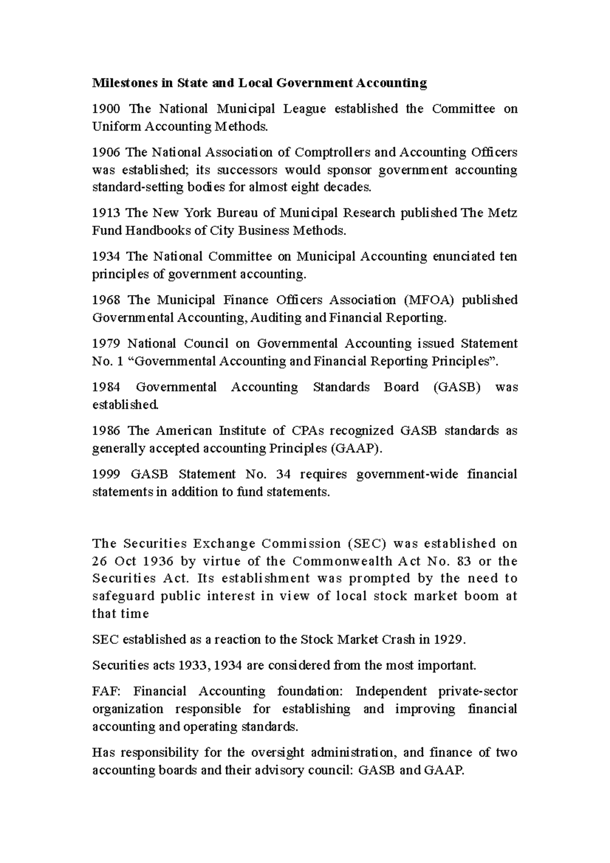 Quick view about GAAP and GASP - Milestones in State and Local ...