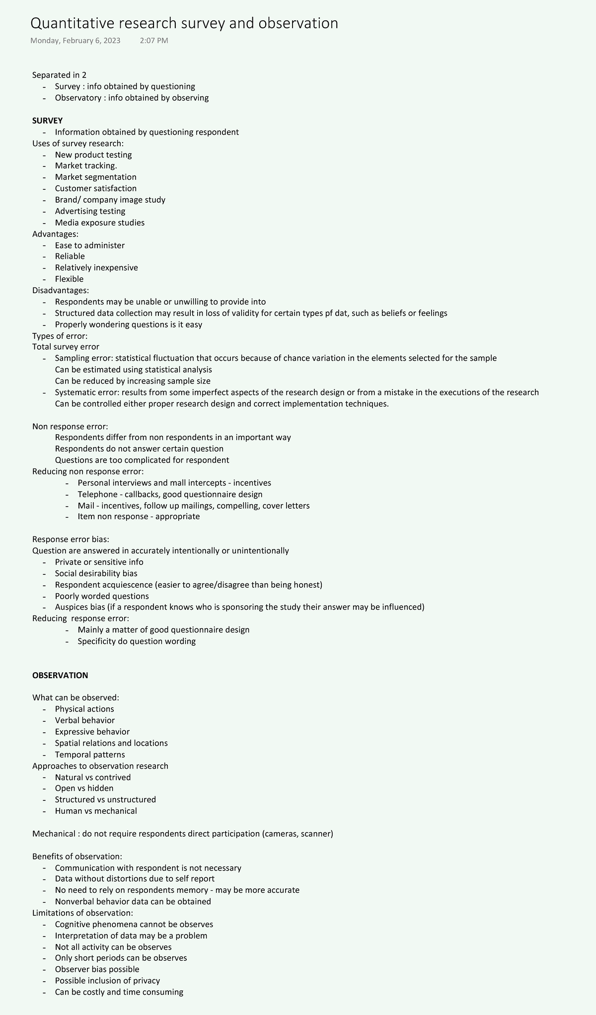 Quantitative Observations