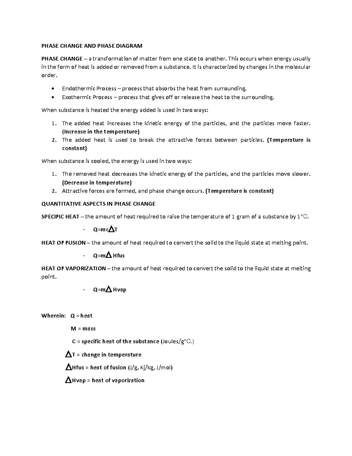 Phase Change Phase Diagram and Solution - PHASE CHANGE AND PHASE ...