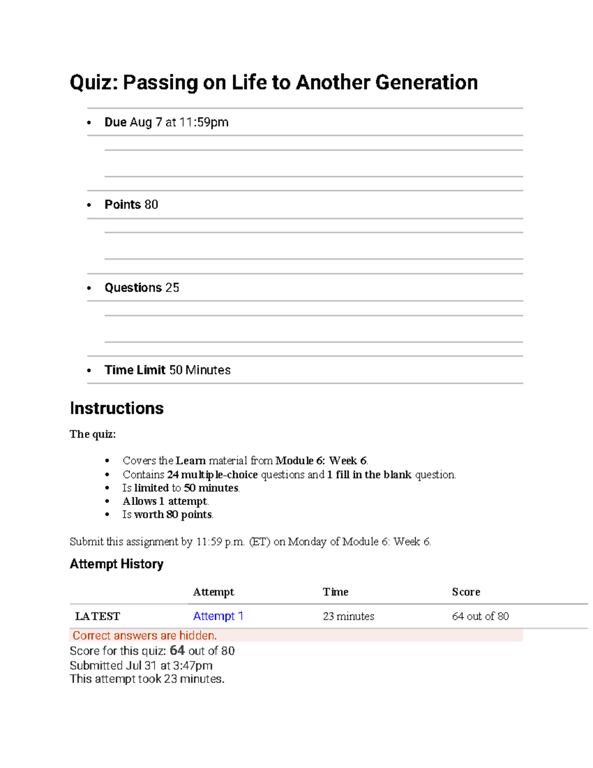 Quiz - Passing on Life to Another Generation - Quiz: Passing on Life to ...